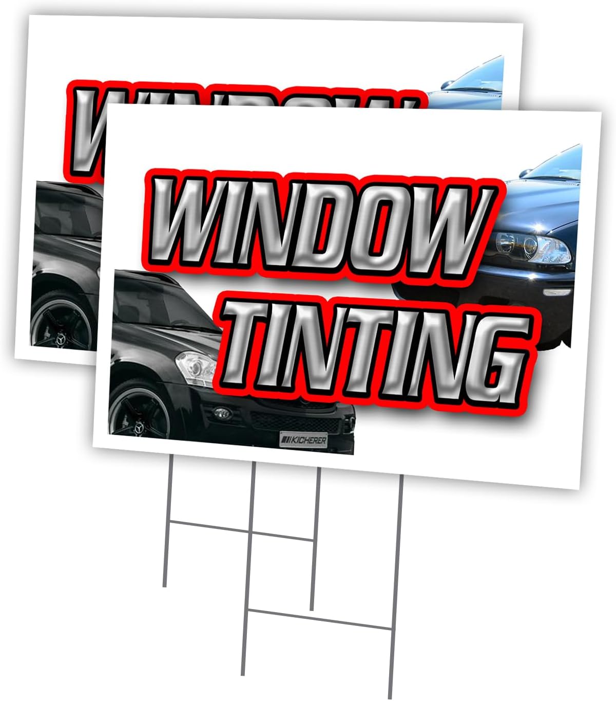 Amazon.com: Window TINTING 2 Pack of 18" x 24" Yard Sign & Stake ...