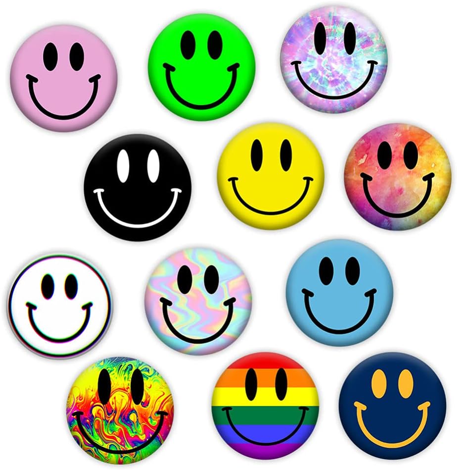 Amazon.com: kun Classic Smiley Face Pinback Buttons - 2.28 Inch Size ...