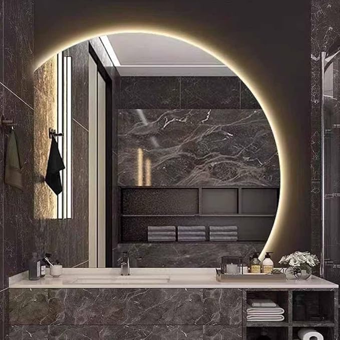 Amazon.com: BiSaXieTa 32" Lighted Half Moon Mirror for Bathroom, 43 ...
