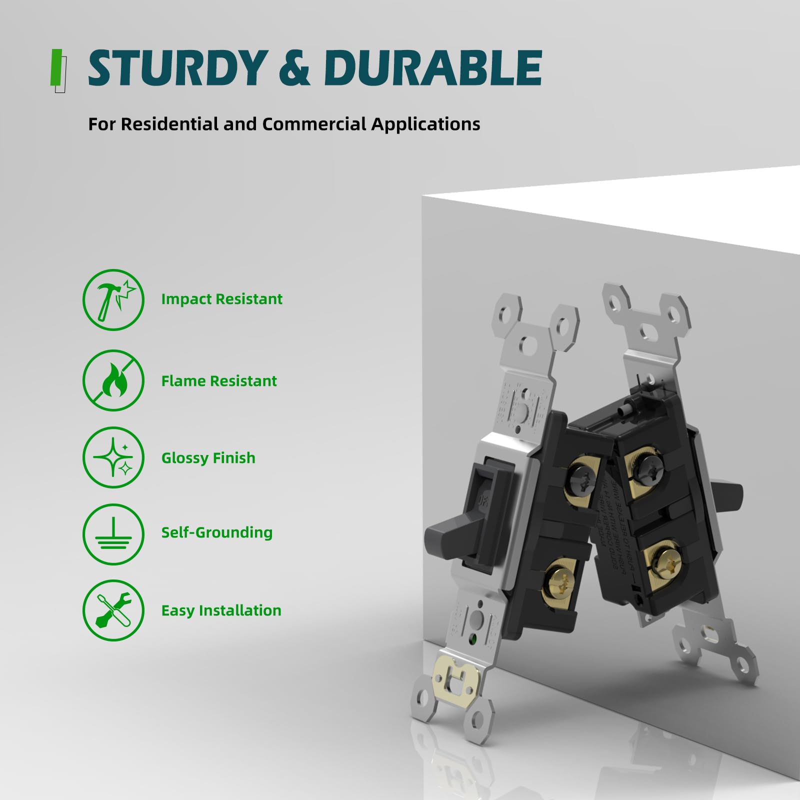 Snapklik.com : Single Pole Toggle Light Switch, 15 Amp Single Pole On ...