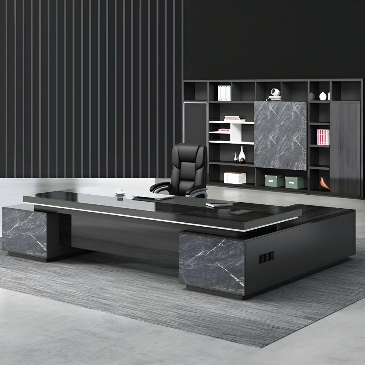 Amazon.com: KWOKING L-Shaped Executive Office Desk with Drawers ...