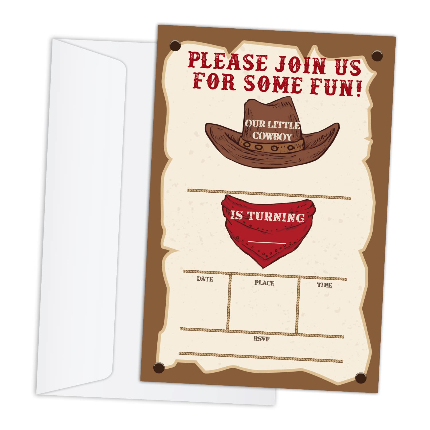 Amazon.com : RLCNOT Western Cowboy Birthday Invitations Cards with ...