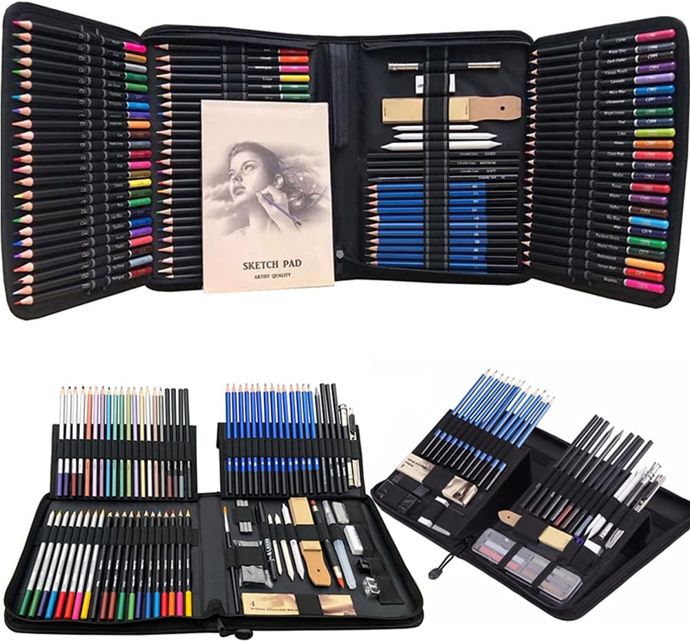 Amazon.com : KJHG 144Pcs Sketching & Drawing Pencils Art Kit ...