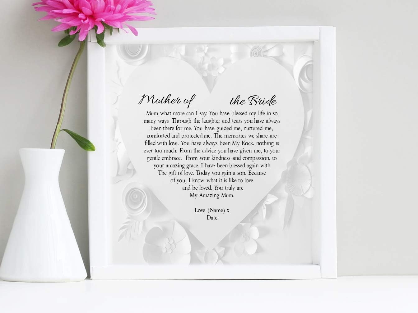 Personalised Mother of the Bride Poem Poem Print. Wedding Thank You ...