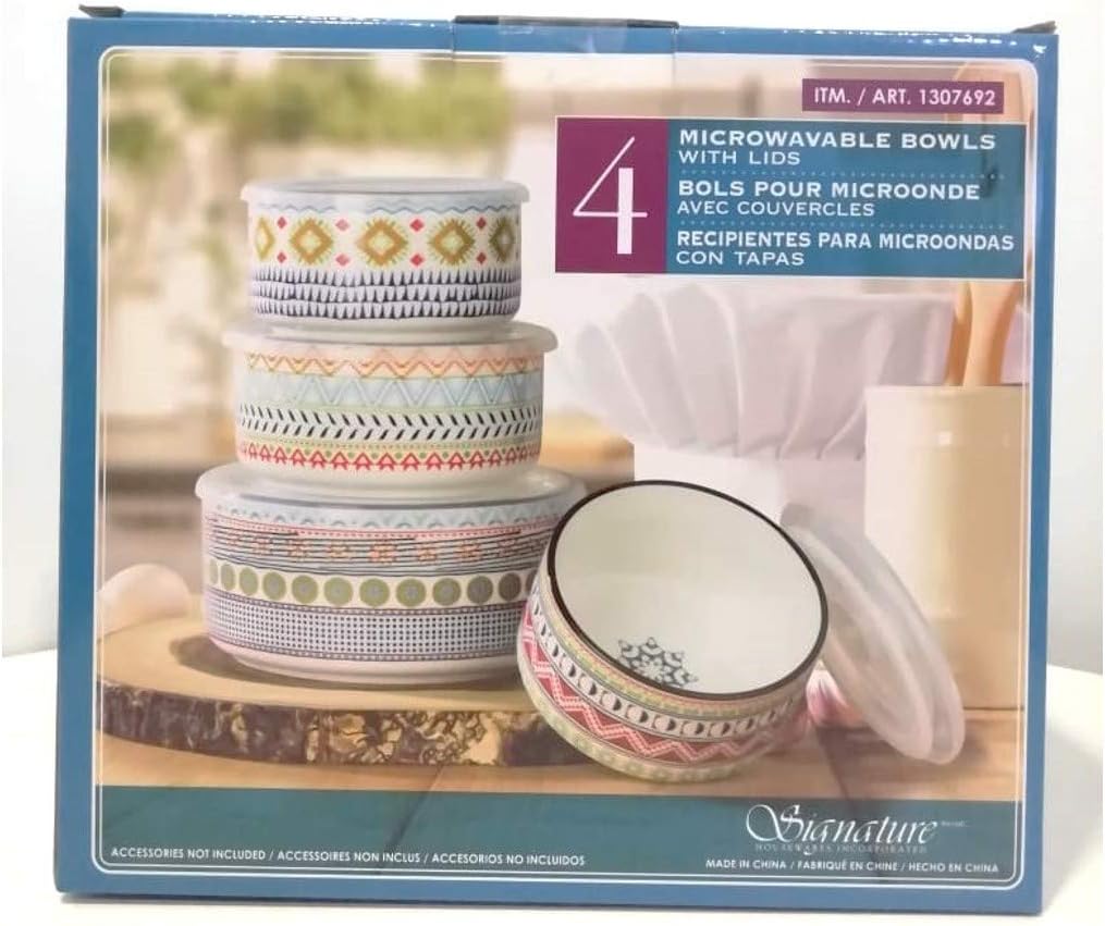 Microwavable Bowls with lids, 4 Set,3 Different Size,Perfect for Food ...