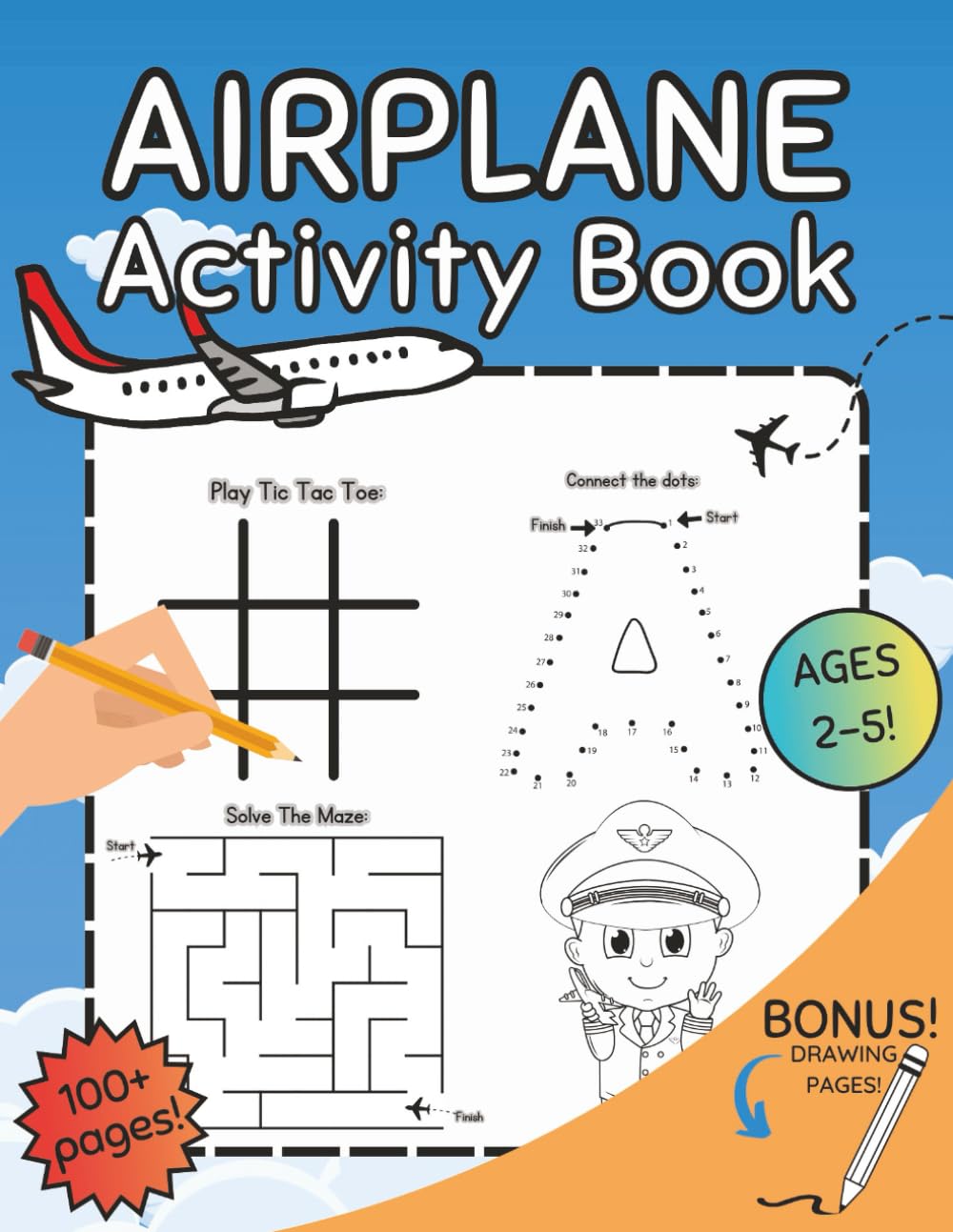 Airplane Activity Book For Kids, Toddlers Age 2-5, Mazes, Dot to Dot ...