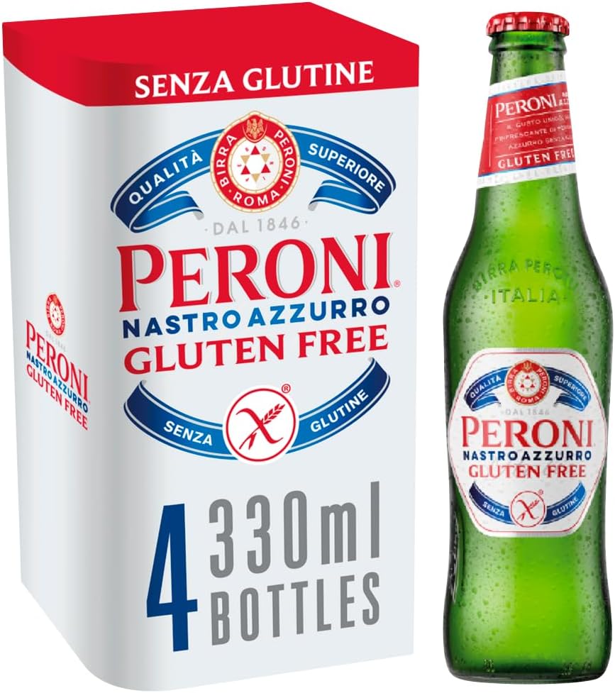 Peroni Nastro Azzurro Gluten Free Lager Beer Bottle 4x330ml : Amazon.co ...