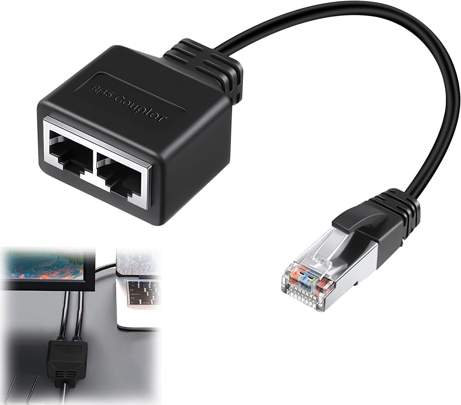 Cable Adaptador RJ45 1 a 2 de 17 cm, Duplicador Ethernet Cat 5/5e/6/7 ...