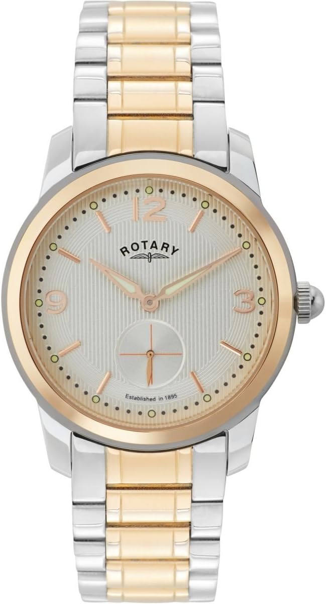 Rotary Men's Quartz Watch with Silver Dial Analogue Display and Gold ...