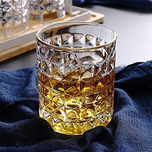 JAWU Italian Premium Crystal Dimond Cut Whiskey Glass Set of 2 - Clear ...