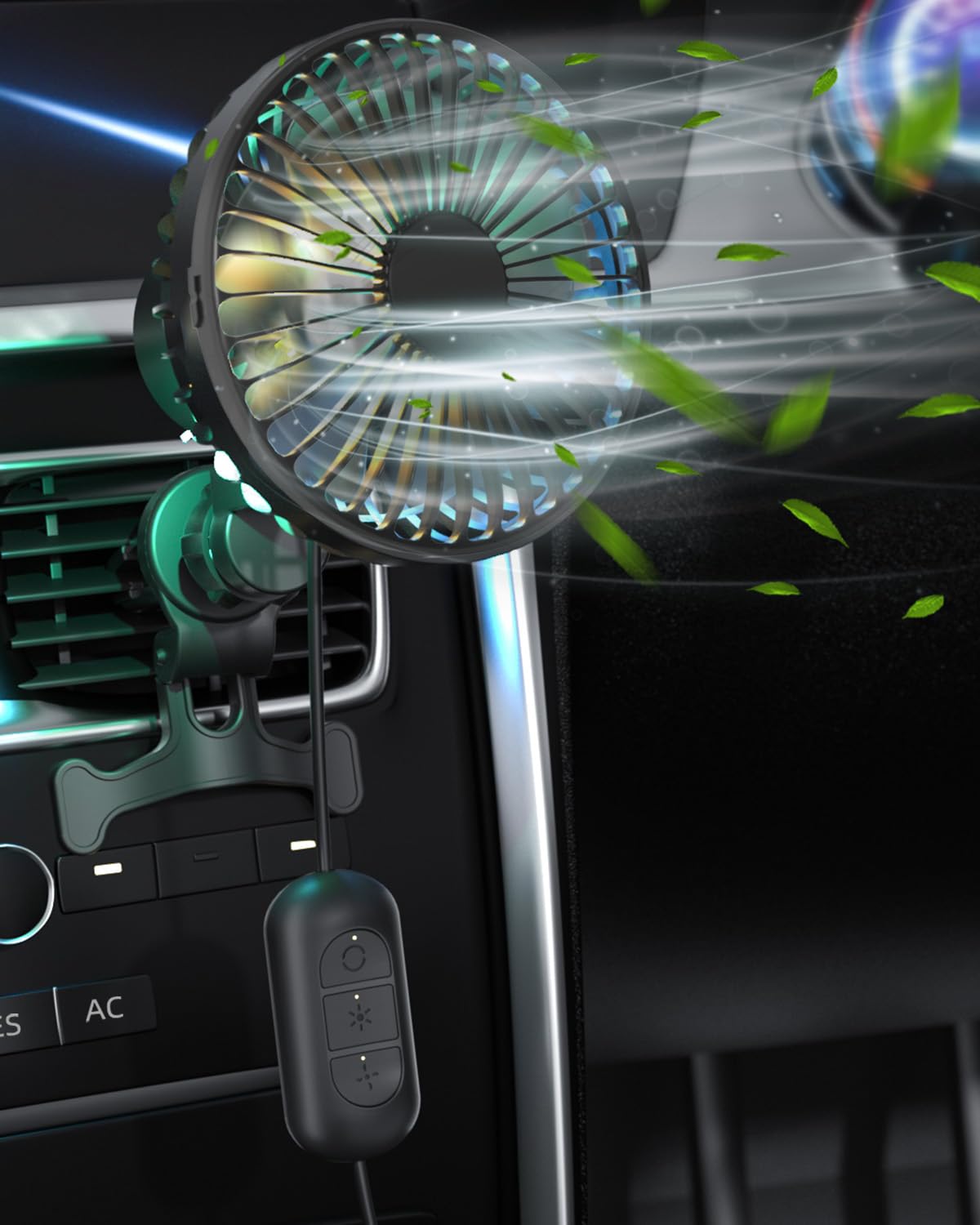 Amsdifio Car Fan, with Clip On, Oscillation Fan with Powerful 3 Speed ...