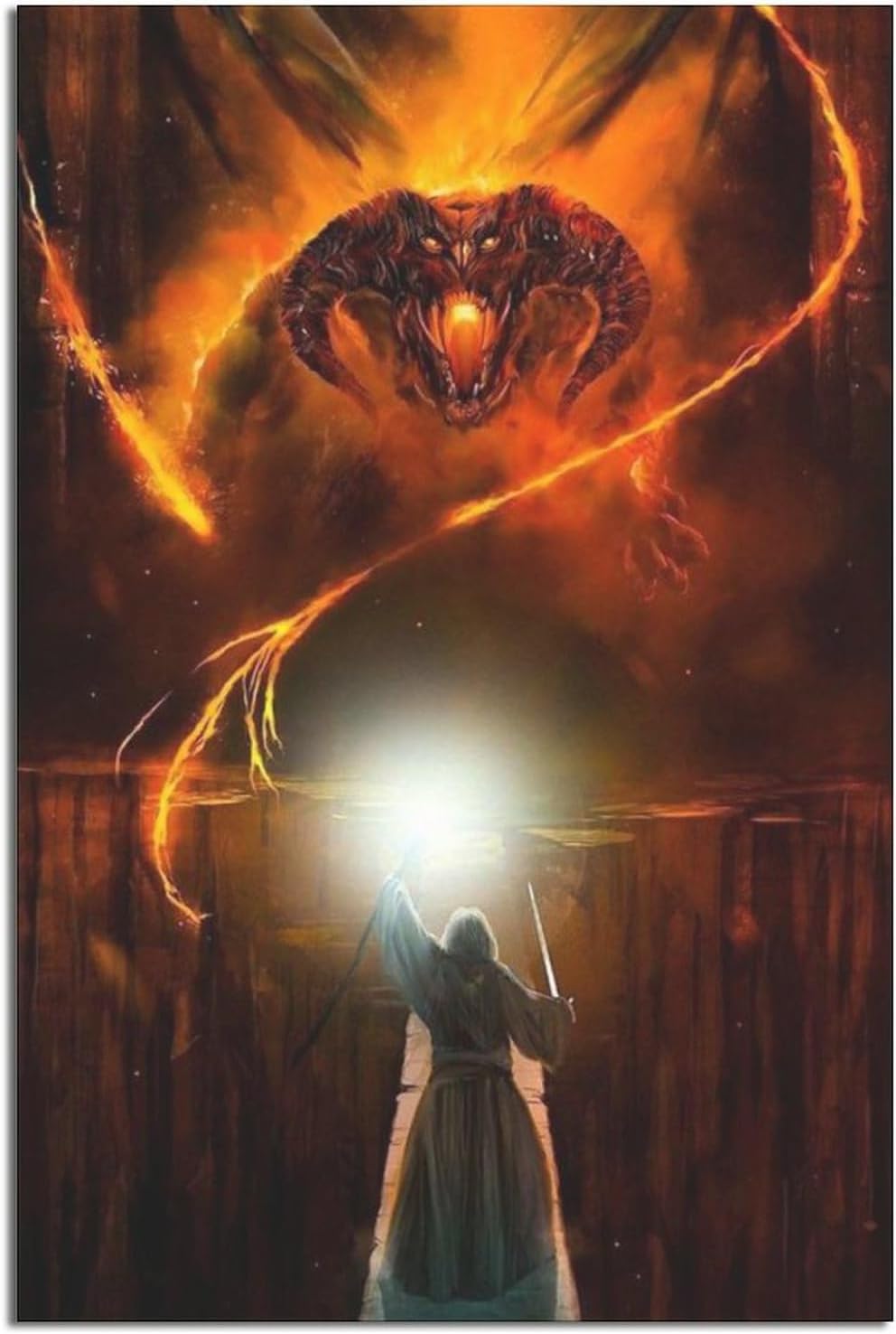 Amazon.com: Hffancy Lord of The Ring Gandalf Vs The Balrog Poster ...