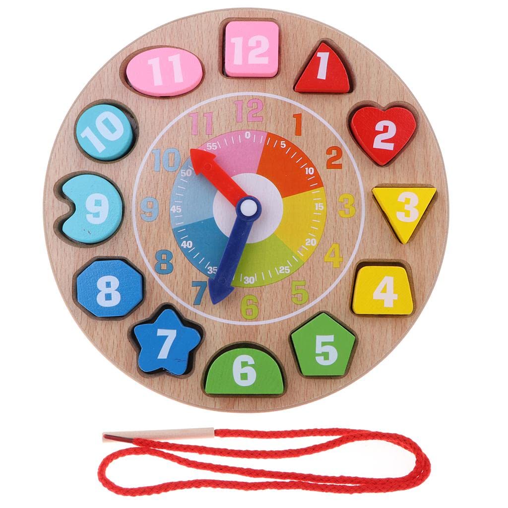 Enakshi Wooden Digital Clock Toy Lacing String Beads Kids Color Shapes ...