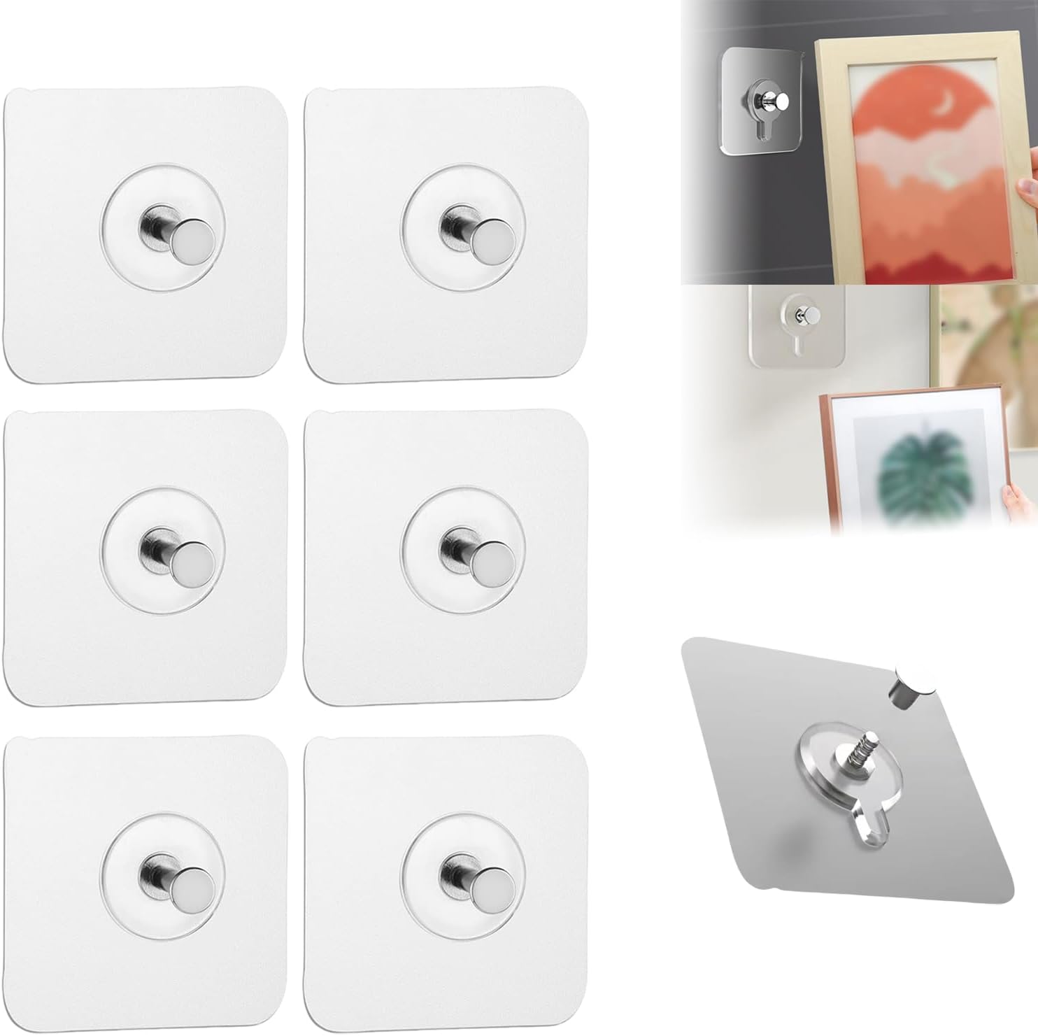 Upgraded Drill Free Adhesive Hooks, Reusable Adhesive Wall Mount Screw ...