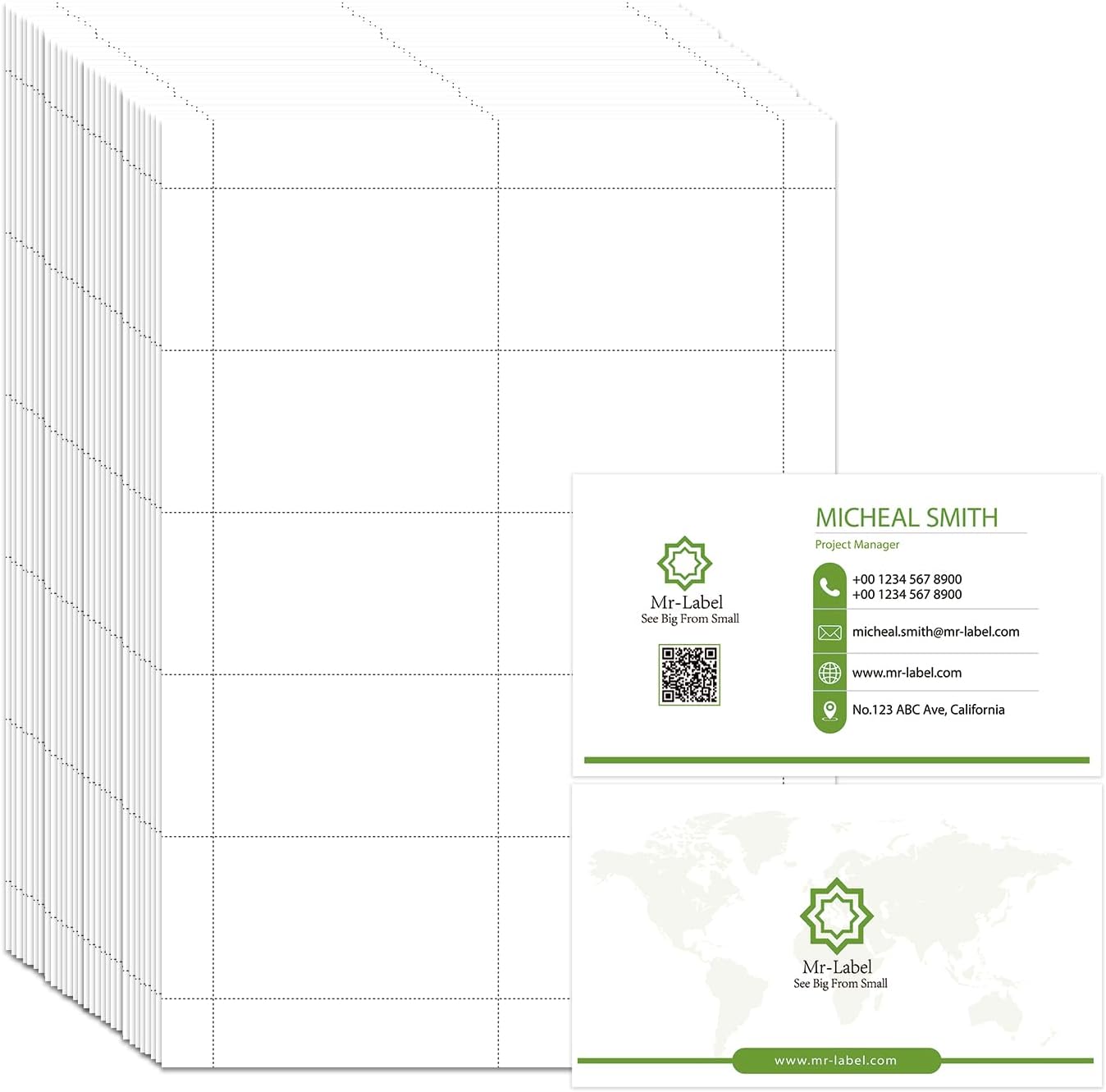 Amazon.com : Mr-Label 250 Printable Business Cards 3.5" x 2", Photo ...