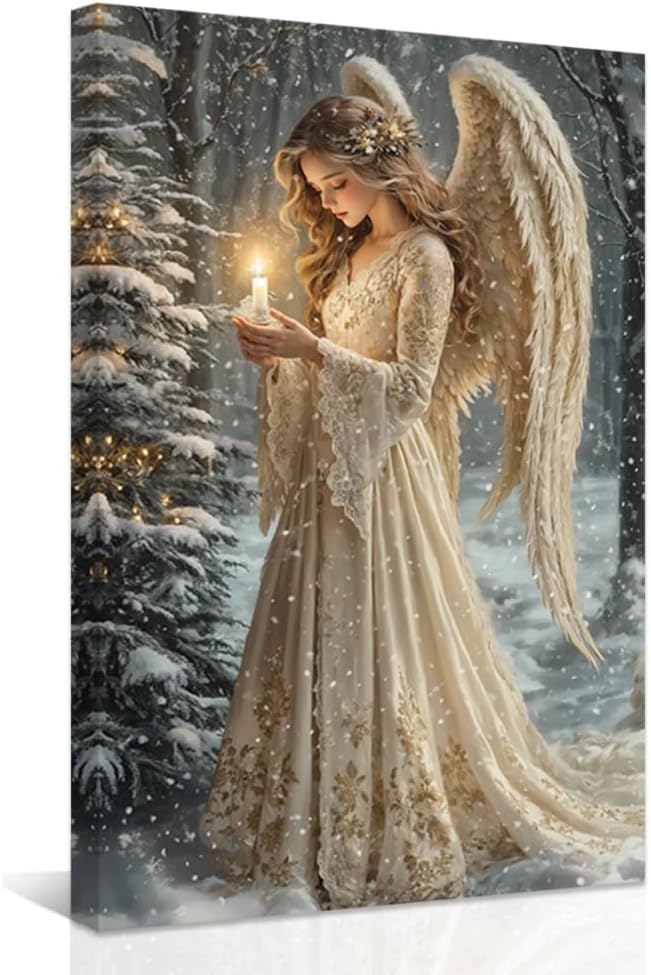 Amazon.com: QIXIANG Angel Picture Wall Art Angel Wings Canvas Painting ...