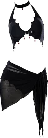 Amazon.com: MEOWCOS Goth Bikini Bathing Suit Swimsuit Gothic Style ...