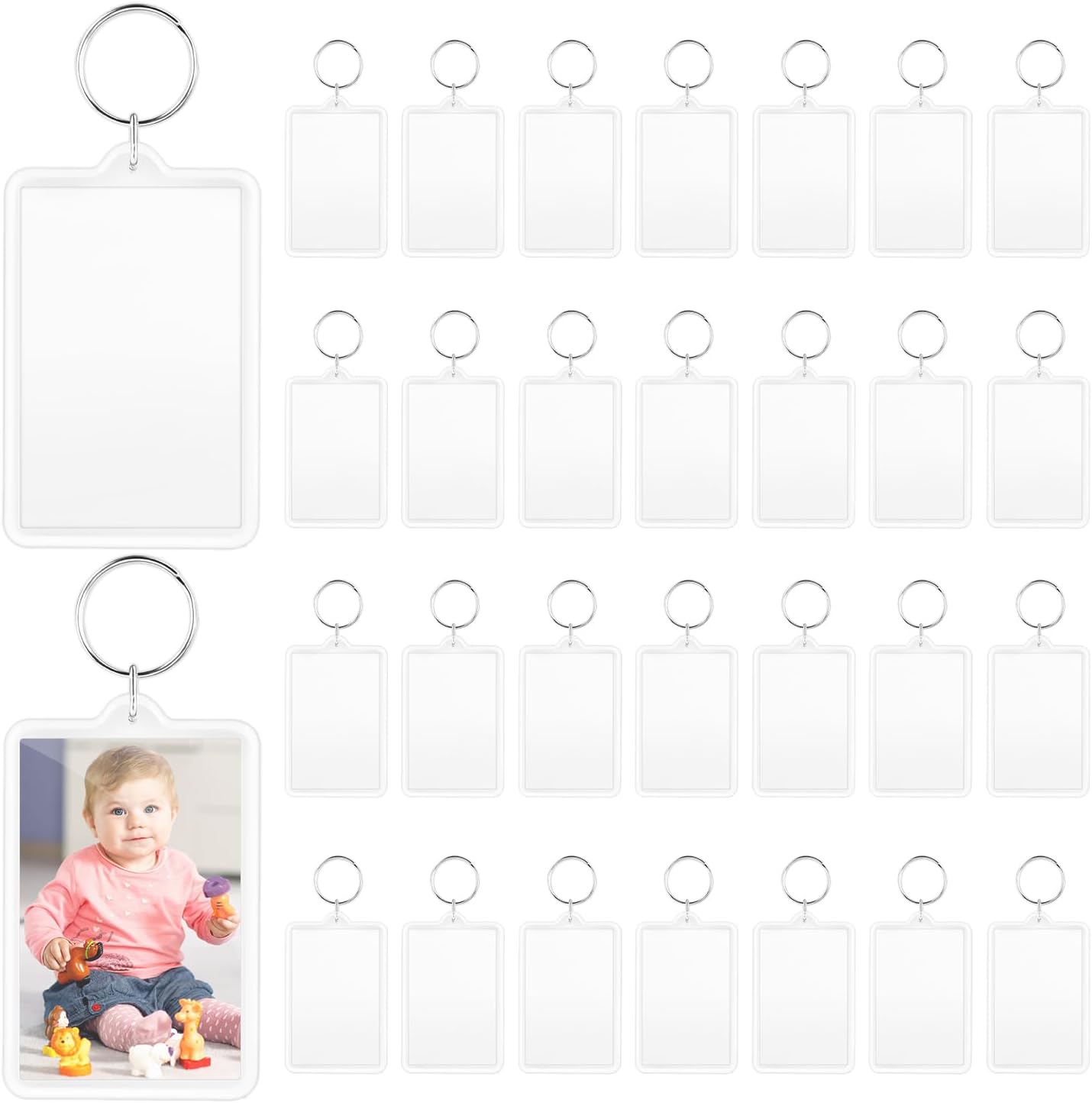 BOSMIOW 30 Pieces Clear Acrylic Photo Frame Keychain,Picture Insert ...