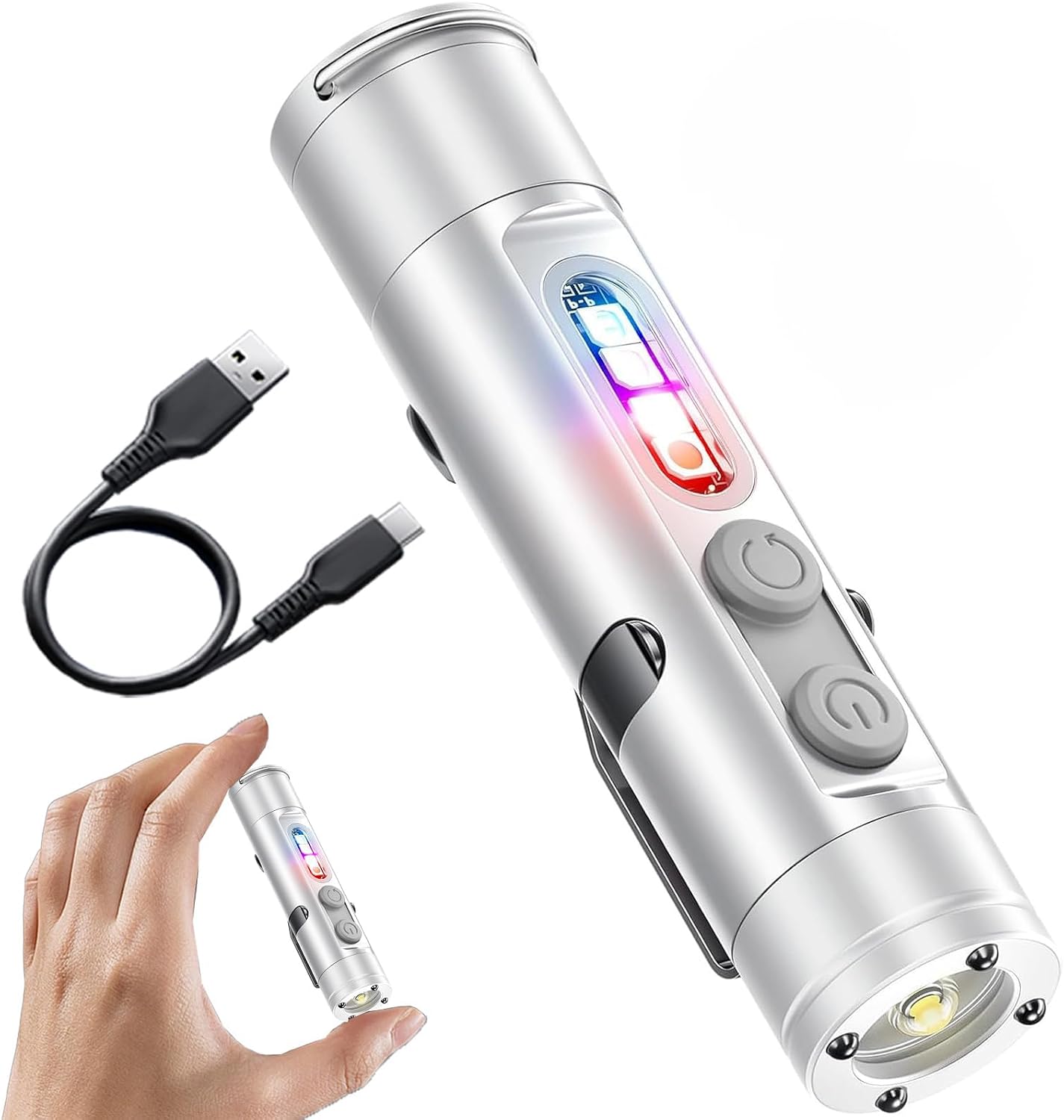 Pocket Rechargeable Edc Flashlight: 500 Lumens Mini Keychain Light with ...