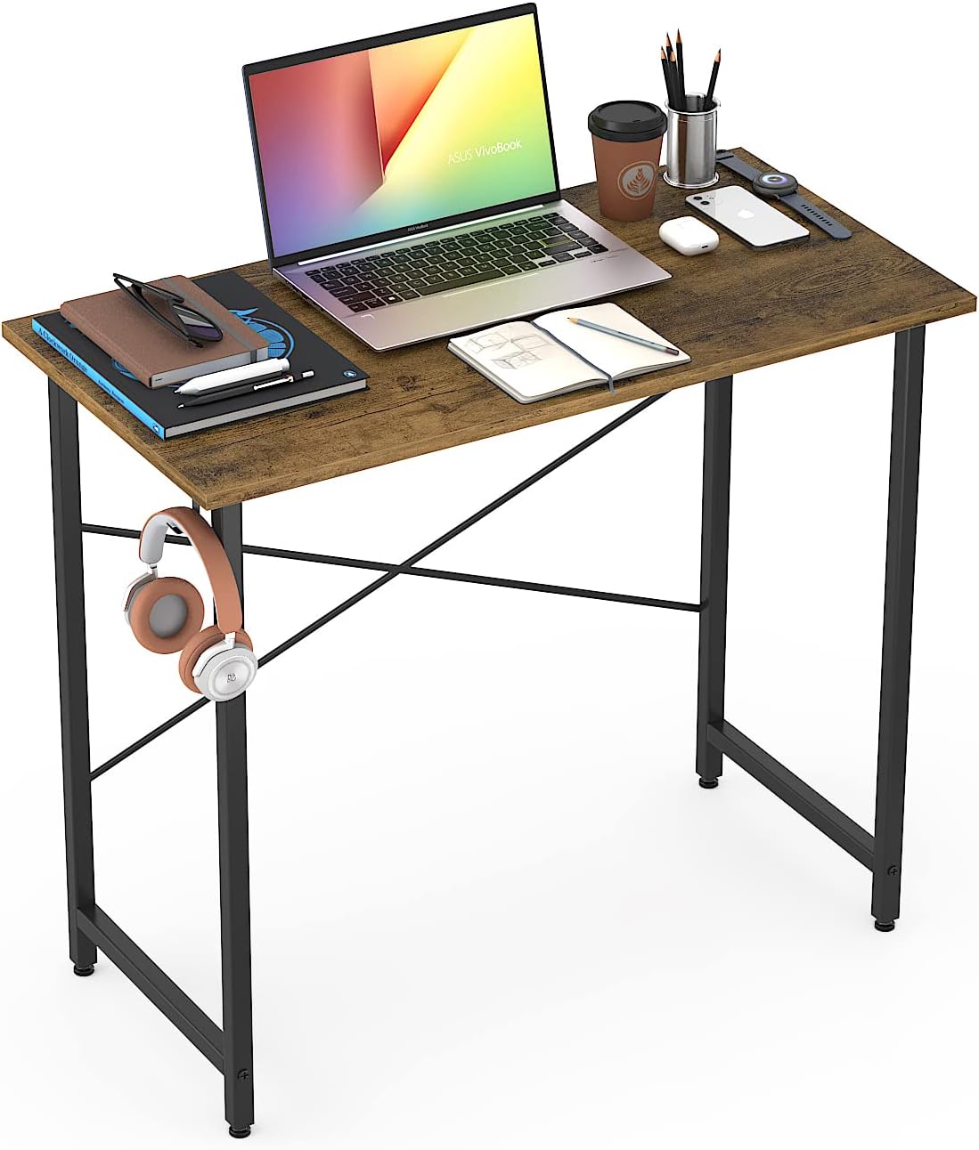 Amazon.com: YAOHUOO Study Computer Desk with Hook for Headphone,Bag ...