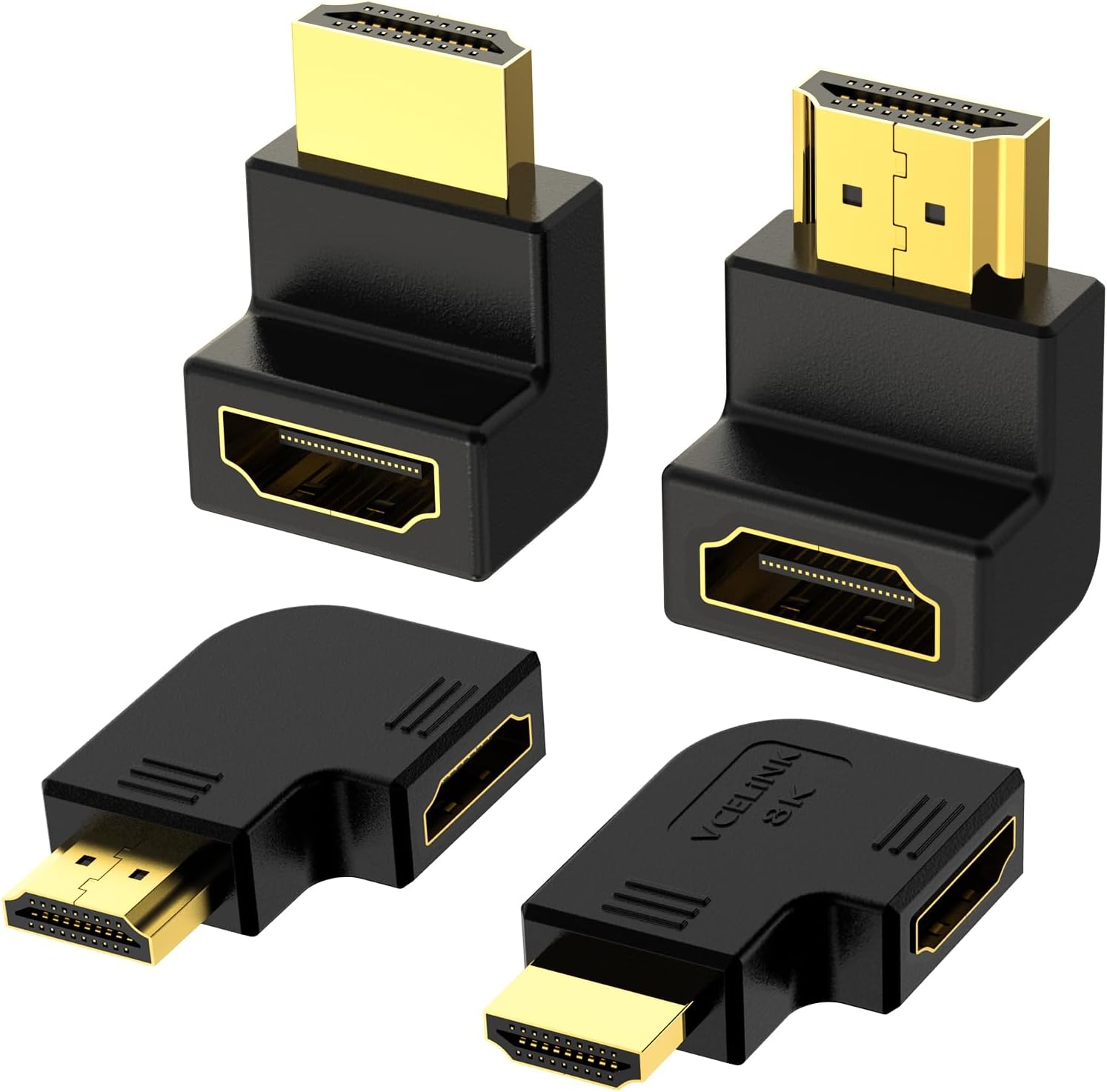 Amazon.com: VCELINK 8K HDMI 2.1 Right Angle Adapter, 4 Pack Combo 2 Pcs 90 and 270 Degree & 2 ...