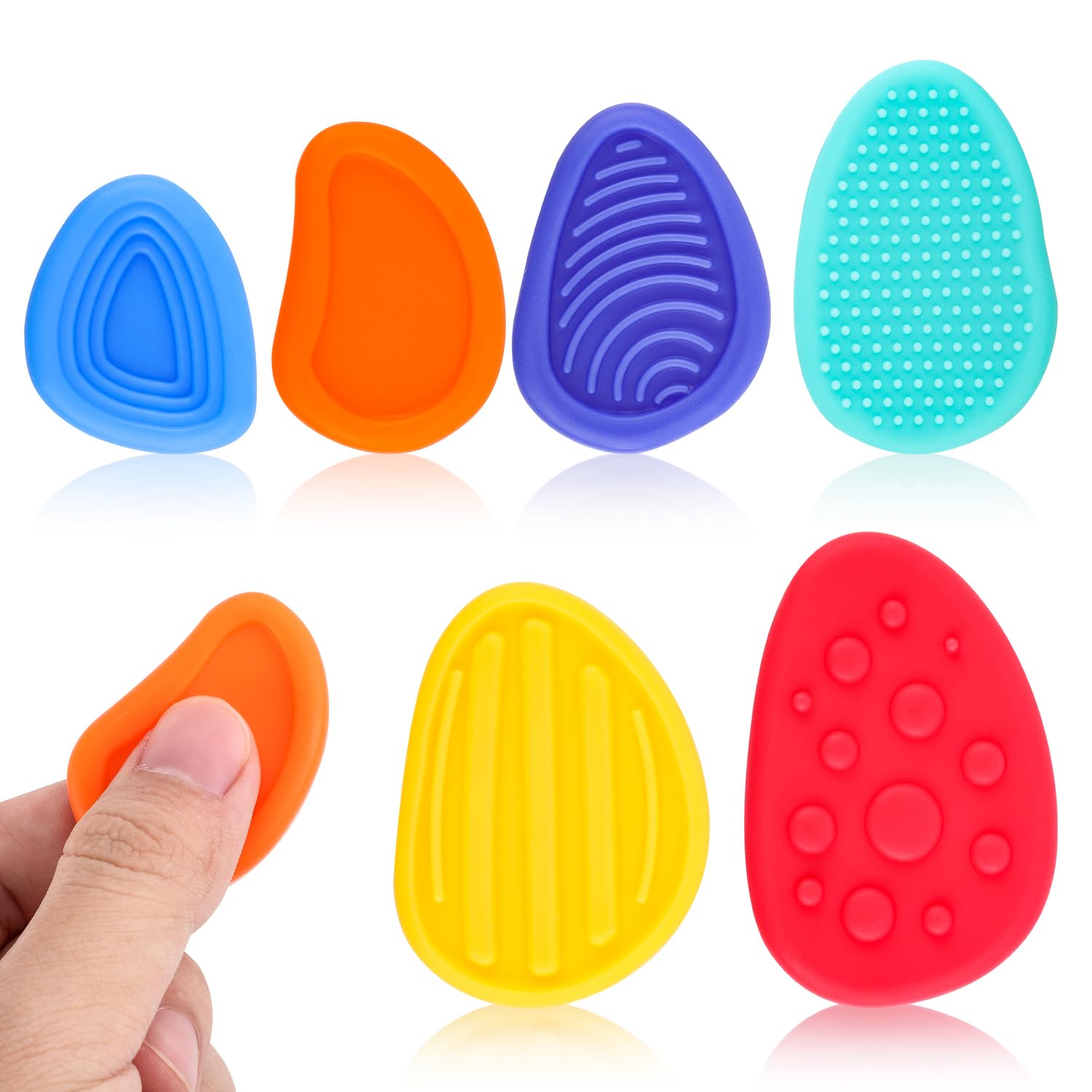 6 Packs Fidget Toys Worry Stones, Textured Soft Sensory Stone Quiet ...