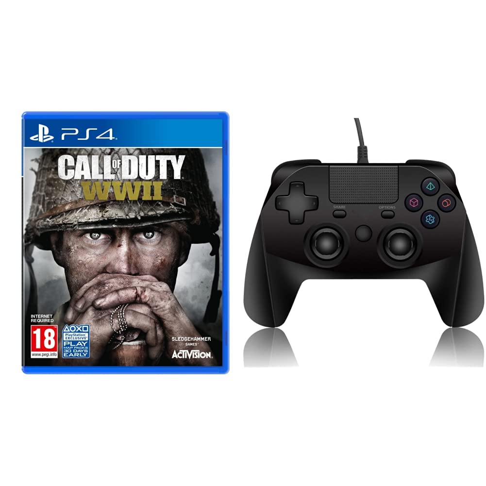 Buy ACTIVISION Call of Duty: WWII (PS4)+New World PS4 Controller Wired ...
