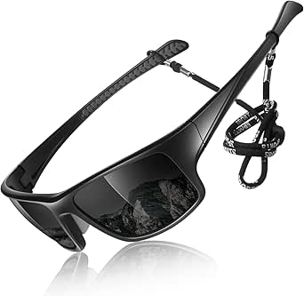 LINVO Polarized Sports Sunglasses for Men,Thick Square Wrap Around 100% ...