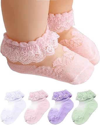 Amazon.com: Generic Infant Toddler Baby Ruffle Socks Baby Girl Eyelet ...