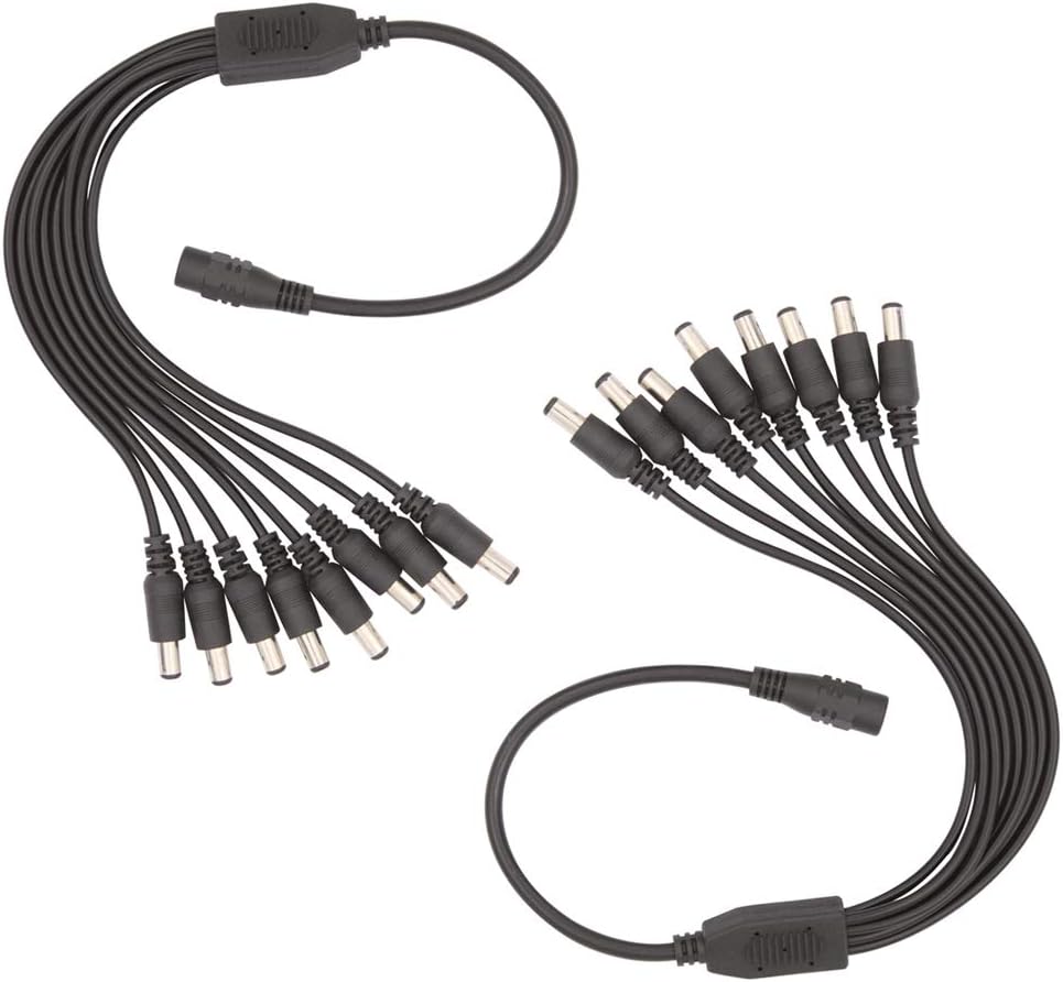 Amazon.com: 2 Pack DC Plug 5.5mm x 2.1mm 1 Female to 8 Male Output Power Splitter Cable 1 to 8 ...