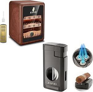 Amazon.com: XIFEI 3 Jet Flame Torch Lighter with Cigar V Cutter and LED ...