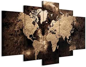 murando Acoustic Canvas Wall Art World map picture with acoustic foam ...