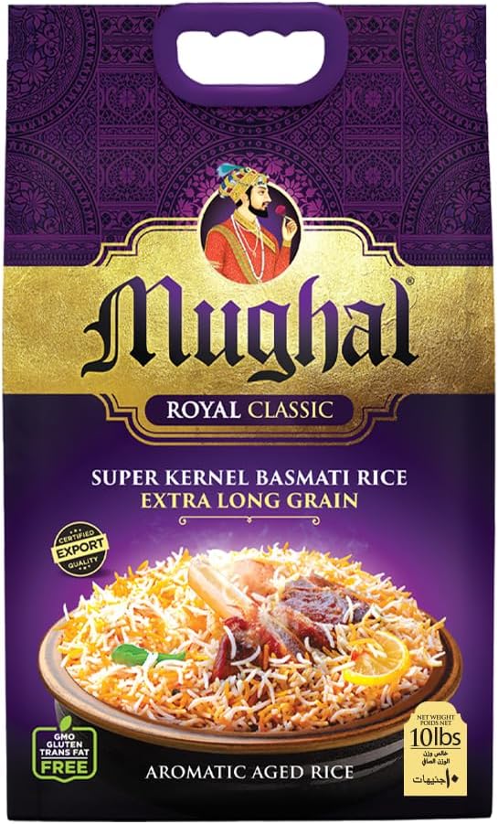 Mughal Royal Classic - Super Kernel - White Basmati Rice, 10 lbs, Extra ...