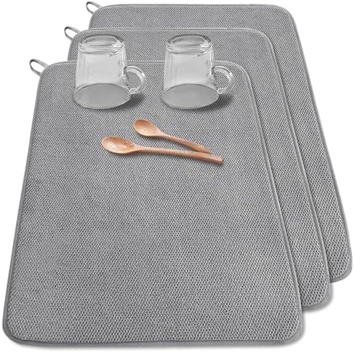 3 Pcs XXL Microfiber Dish Drying Mats,24×17 inch Absorbent Drainer Mat ...
