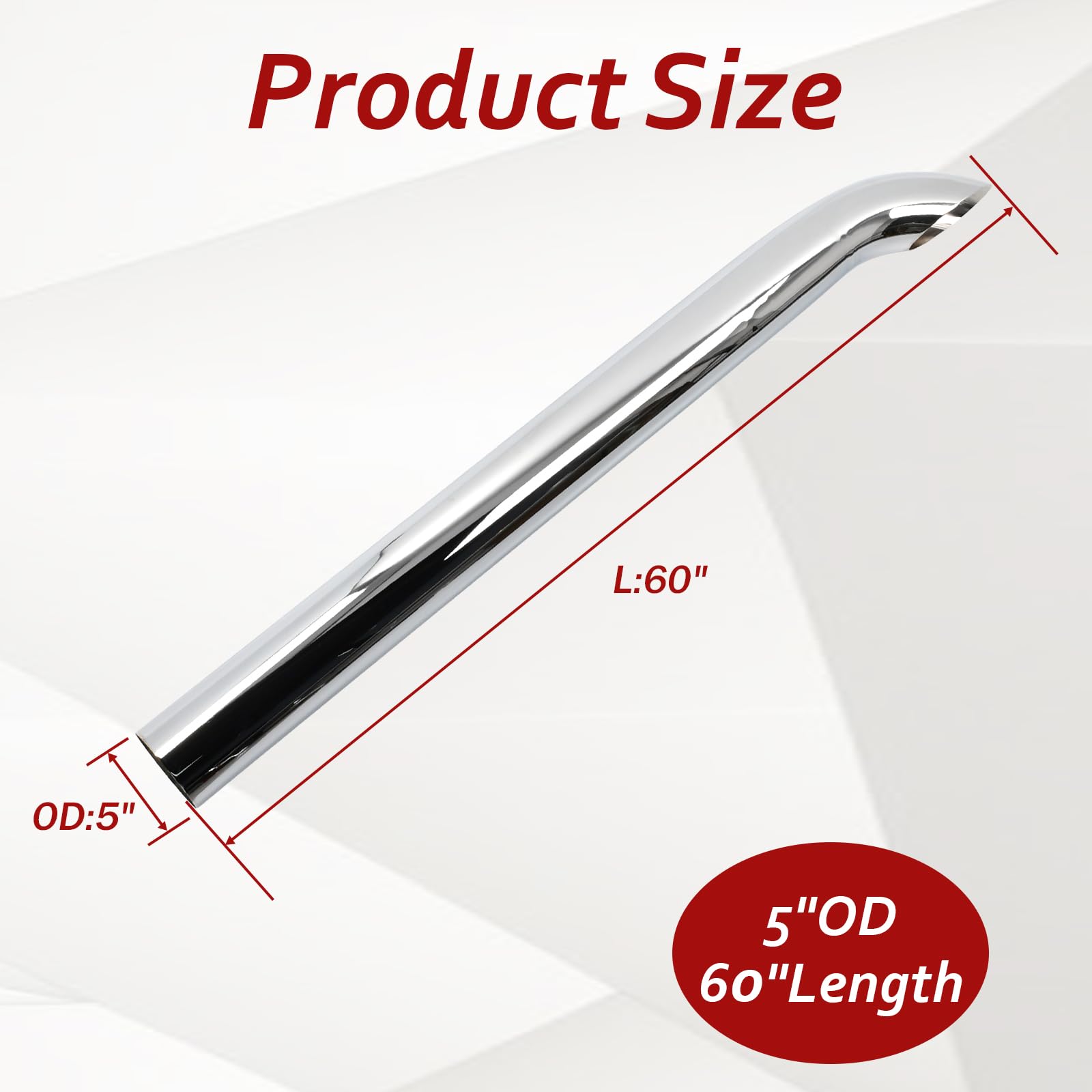 Snapklik.com : BIGREAT 5 Inch Chrome Curved Exhaust Stack Pipe