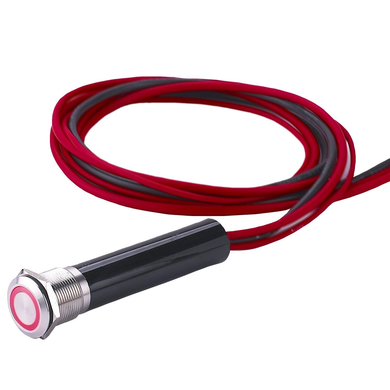 Snapklik.com : 19mm Momentary Push Button Switch - 24V DC Ring LED ...