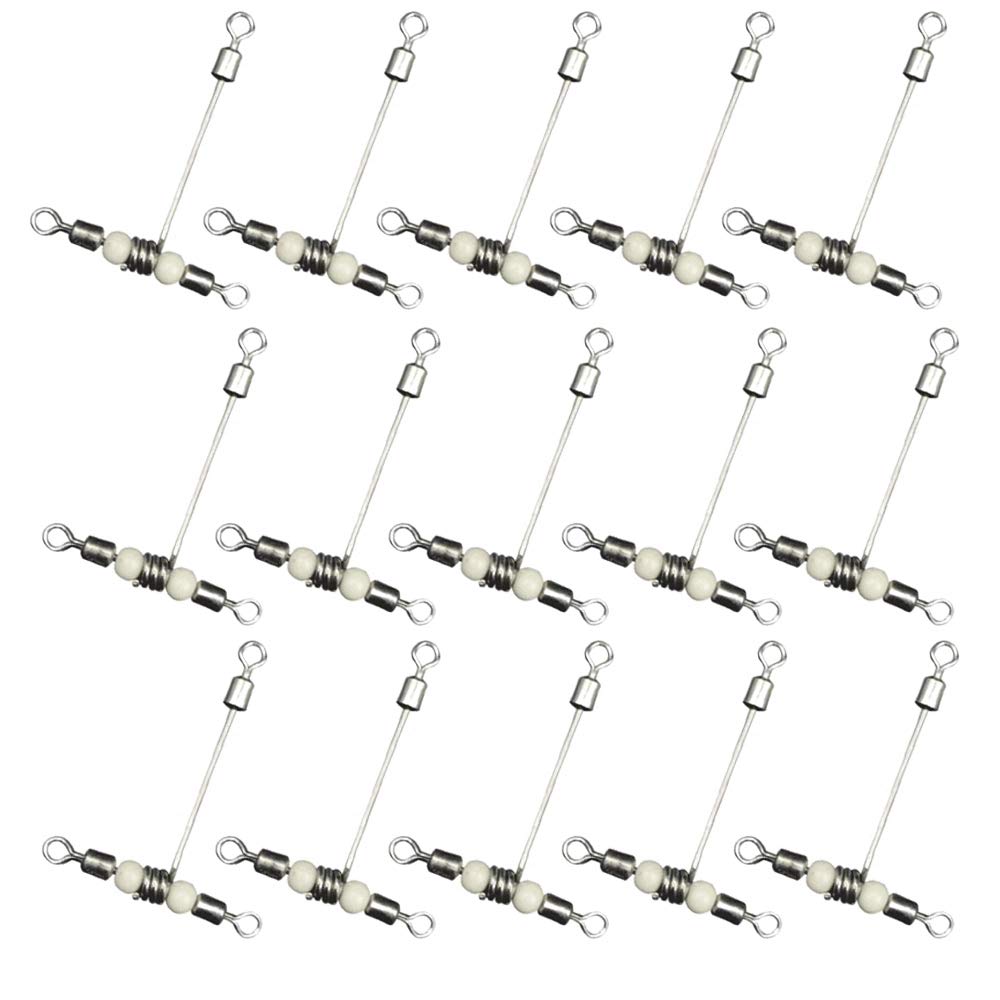 JIANGCHA 15 Pcs T-shape Line Fishing Swivels Snaps Fishing Ball Bearing ...