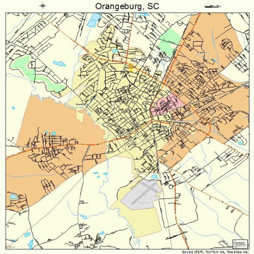 Amazon.com : Large Street & Road Map of Orangeburg, South Carolina SC ...