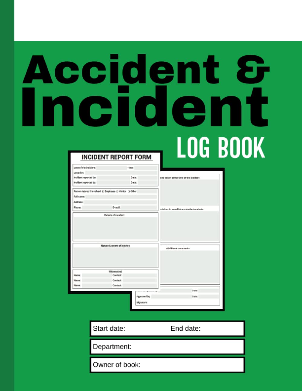 Accident and Incident Log Book: Compliant with HSE | Essential log book ...