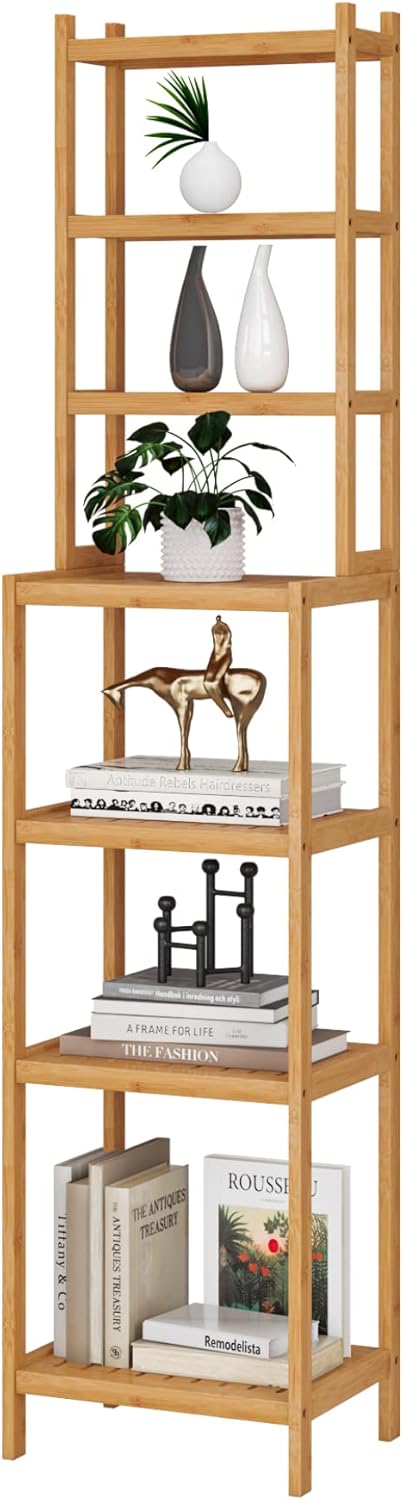 FOREHILL Badregal Standregal Schmal mit 7 Ablagen Badezimmerregal ...