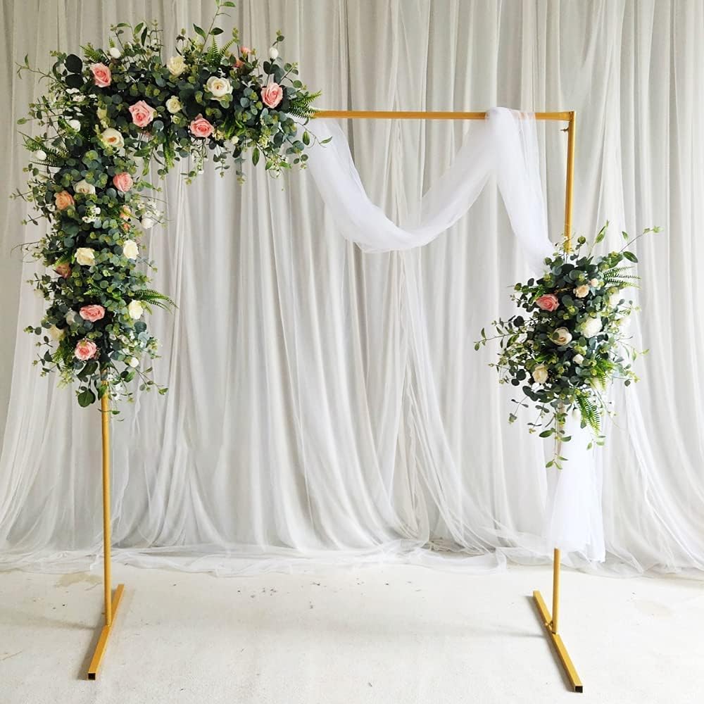 Amazon.com : Gold Metal Square Wedding Arch Flowers Frame Backdrop ...