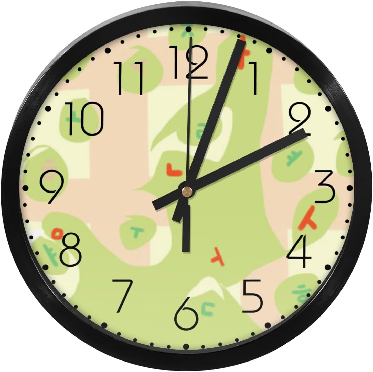 Amazon.com: Guantierendiy Alphabet Floral Pattern Framed Wall Clock ...
