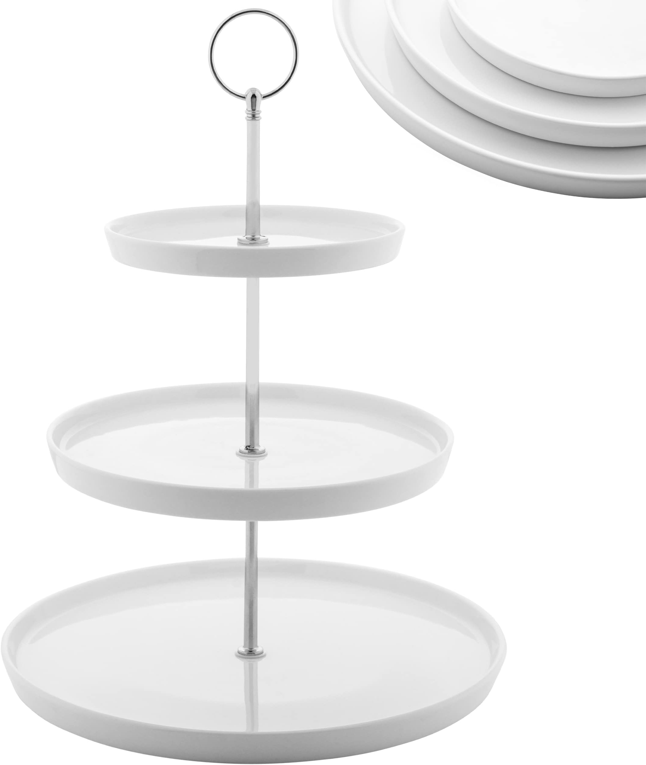 Nyxi Cake Stand Afternoon Tea 3 Tier White Ceramic Cake Stand Porcelain ...