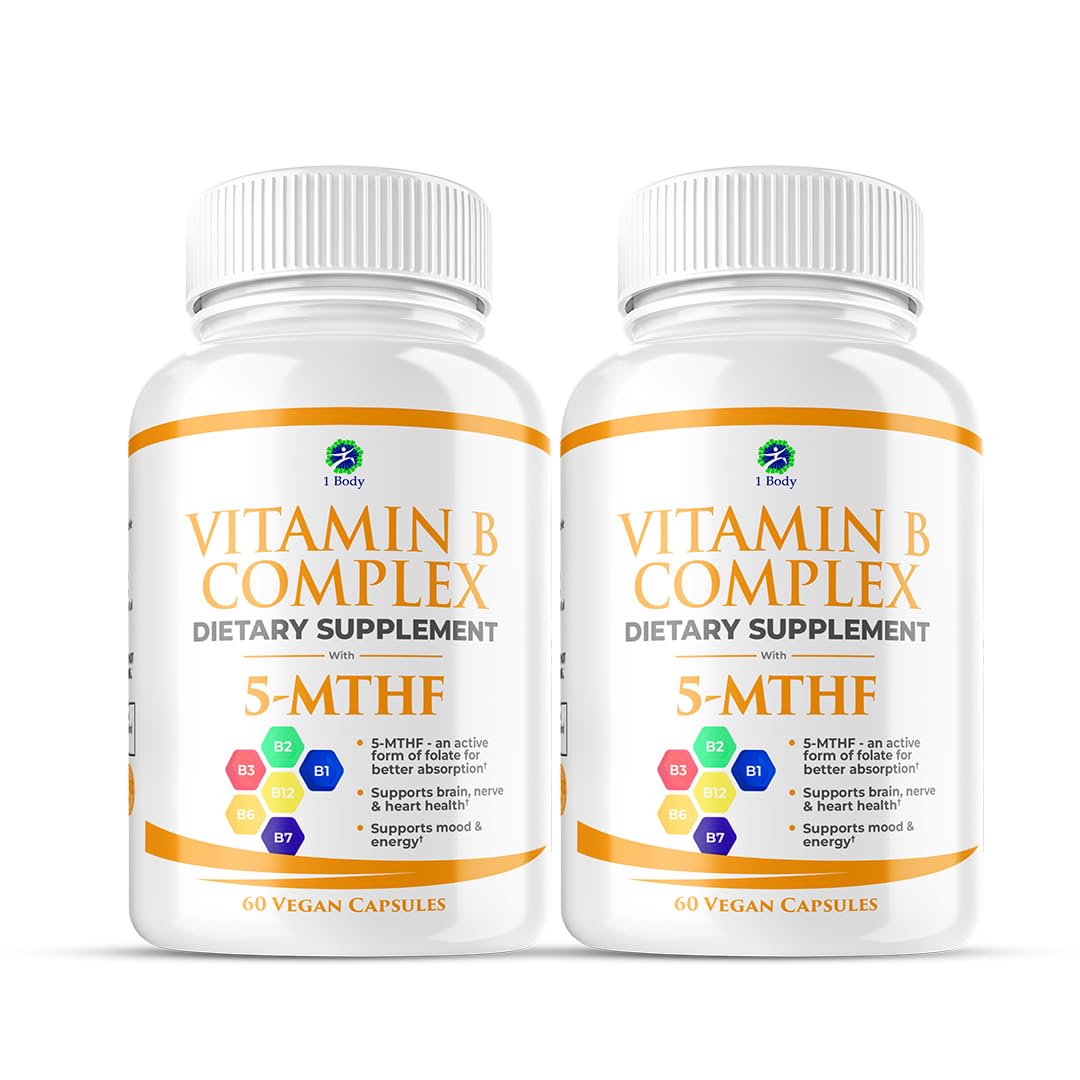 Amazon.com: 1 Body Vitamin B Complex Twin Pack – 5-MTHF Folate with B1 ...