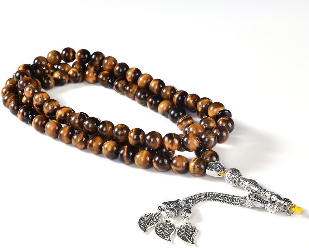 Amazon.com: Tasbih Prayer Beads 99 Tiger Eye Stone 10 mm, Muslim Rosary ...