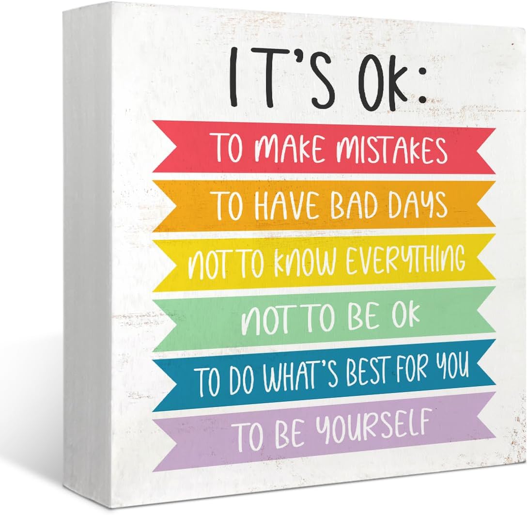 Amazon.com: Mtrgdn Therapy It's OK not to Be OK Wood Box Sign Desk ...