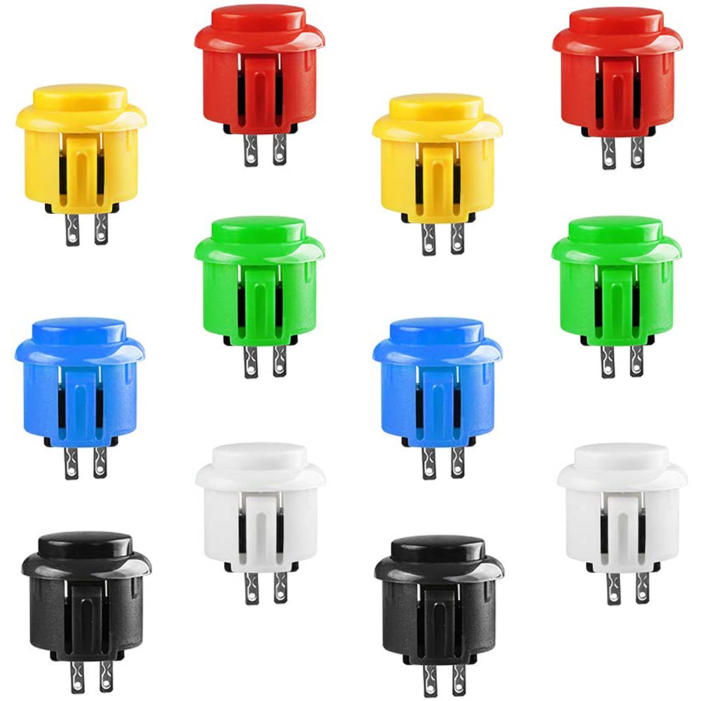 Arcade Buttons, CTRICALVER 12pcs *24mm DIY Arcade Button Switch, for ...