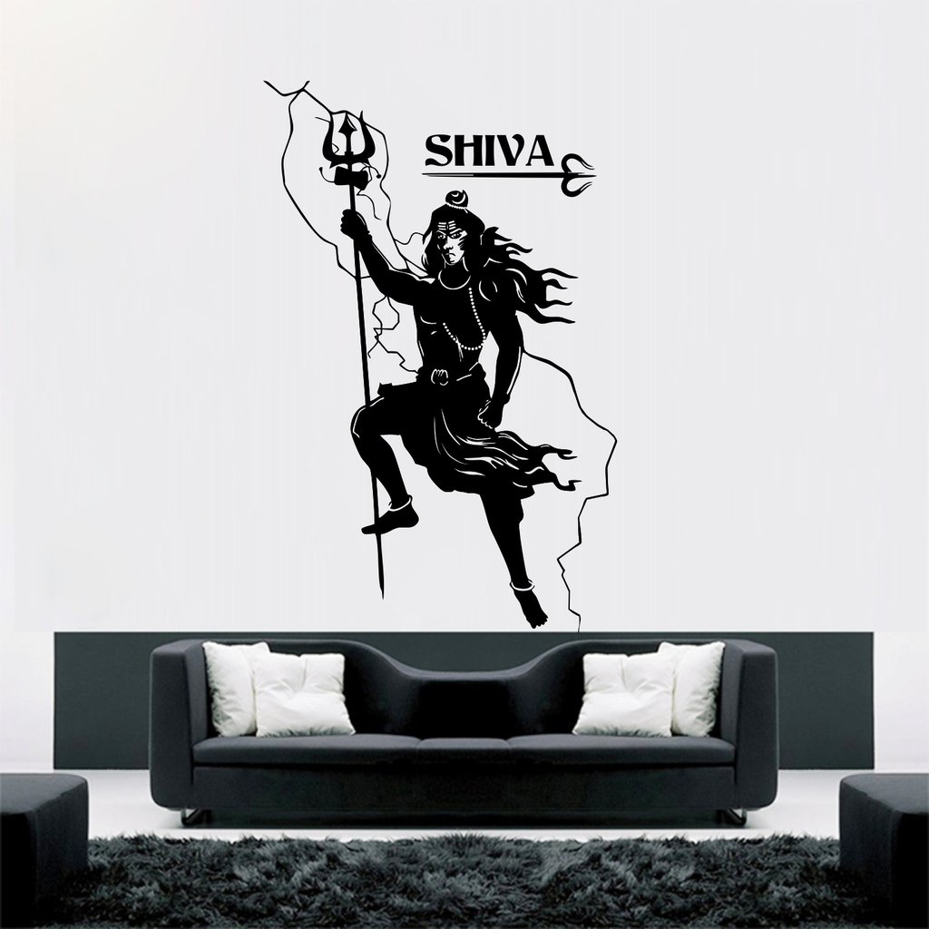 Buy Creatick Studio 'Shivji' Gods Wall Sticker ('Shiva Trishul' PVC ...