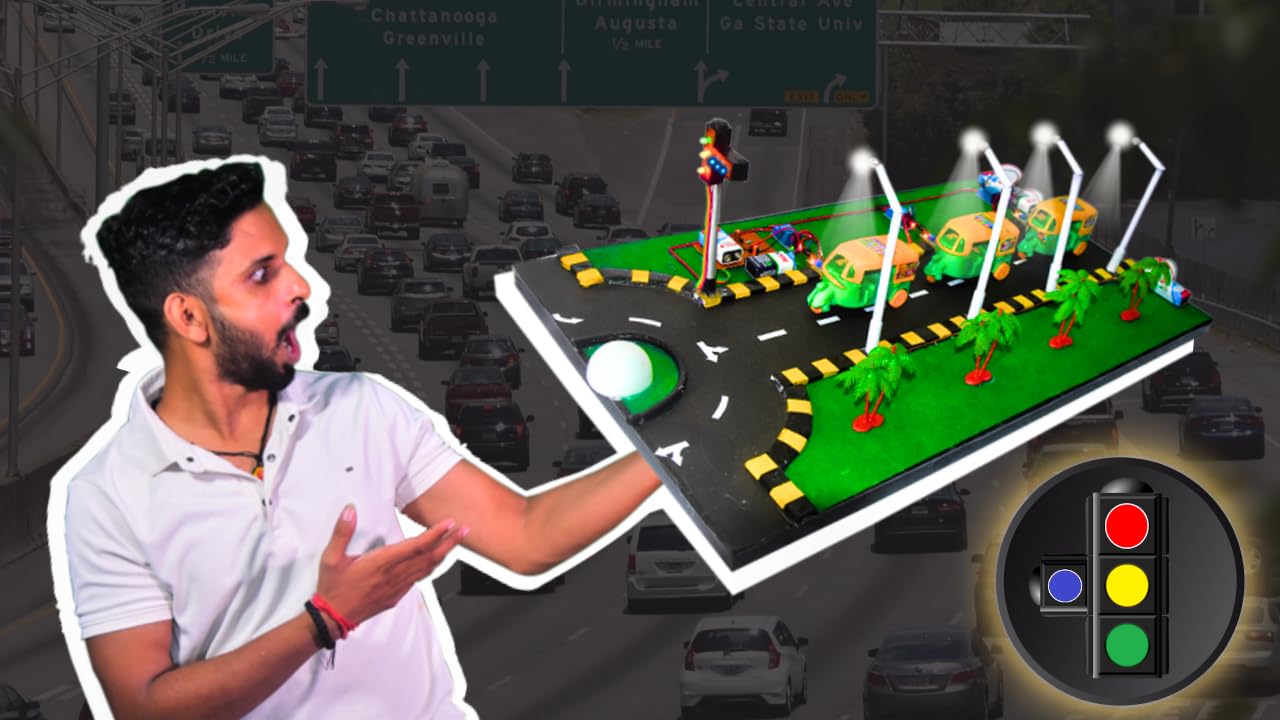 traffic light project working model with traffic alert system/transport ...