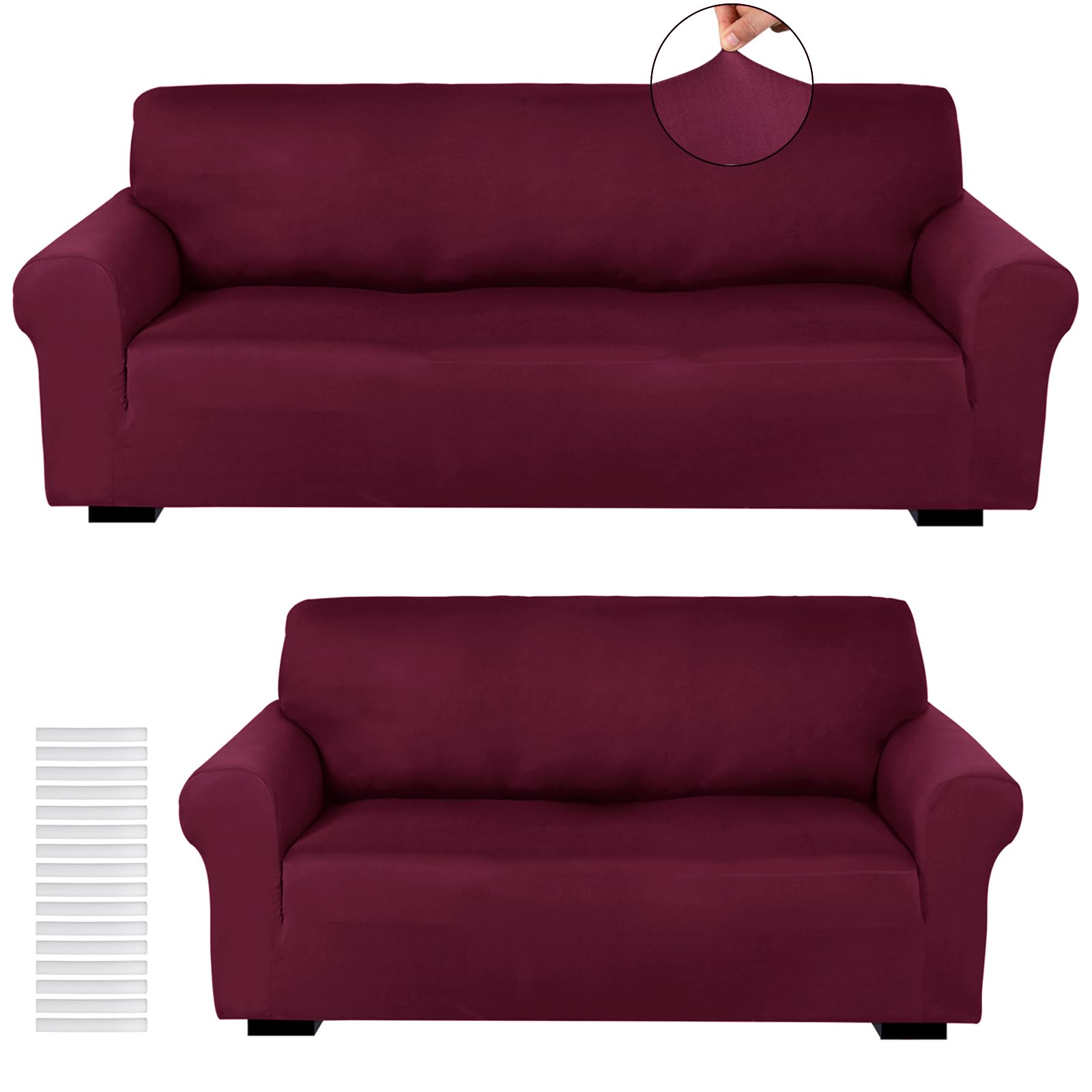 Amazon.com: Peryiter 2pcs Slipcover Set for Couch Spandex Furniture ...